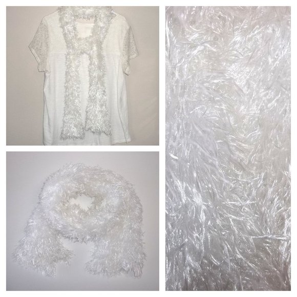 Accessories | Fuzzy String Scarf Winter White Warm Crocheted Woman Girl ...